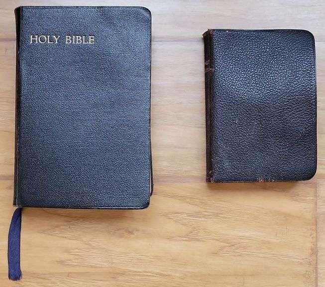 (H2) Two Holy Bibles Faux Leather Bound Red Letter Edition - Kraft Auction Service, LLC