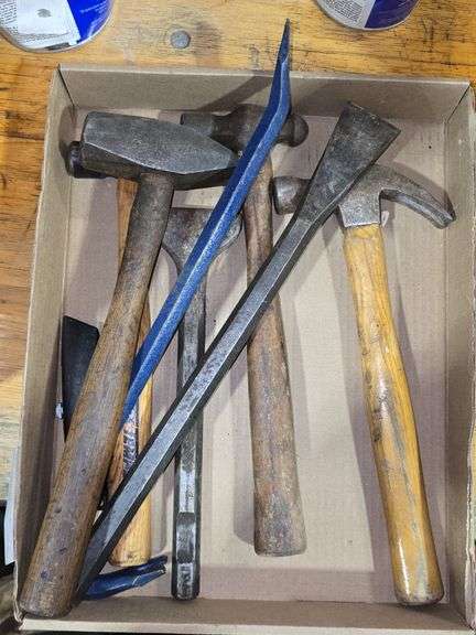 Lot of Mallet, Crowbar, Hammers, Utility Knife - Kraft Auction Service, LLC