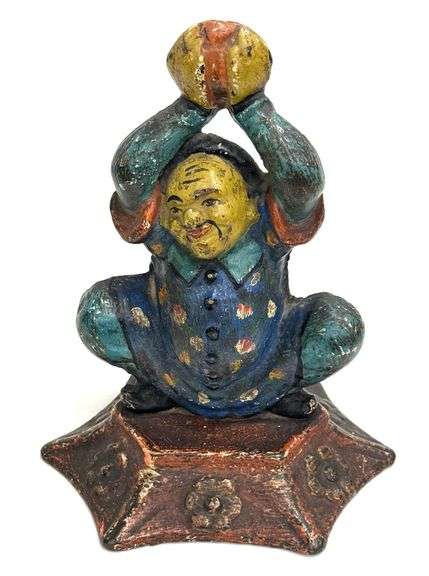 Antique Cast Iron Chinese Jester Doorstop - Kraft Auction Service, LLC