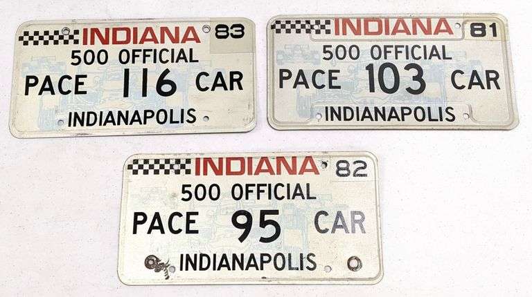 (3) Indianapolis 500 Pace Car License Plates - Kraft Auction Service, LLC