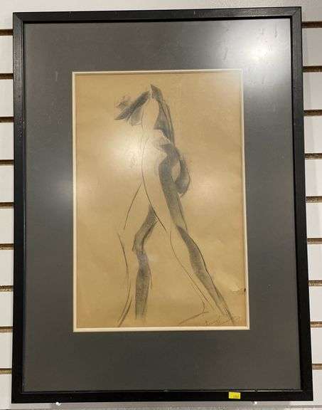 (RK) Nude Artist Signed Pencil Drawing 19 1/2” x 26” - Kraft Auction ...