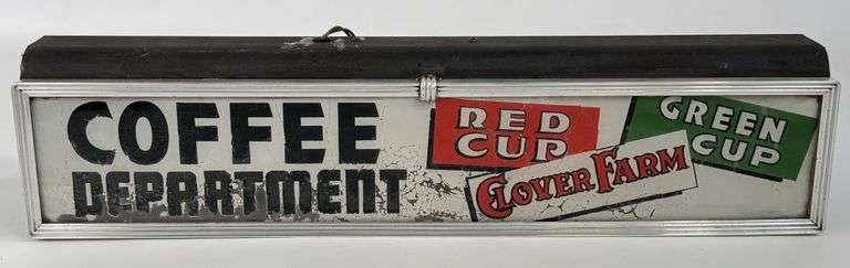 Vintage Clover Farm Coffee ROG Glass Lighted Sign - Kraft Auction ...