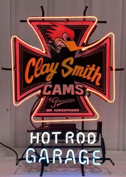 Custom Clay Smith Cams Hot Rod Garage Neon Sign - Kraft Auction Service ...