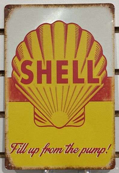 Metal Shell Advertising Sign 7 3/4” x 11 3/4” - Kraft Auction Service, LLC