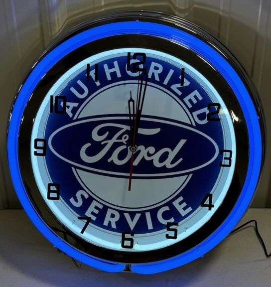 Custom Ford Authorized Service Neon Clock - Kraft Auction Service, LLC