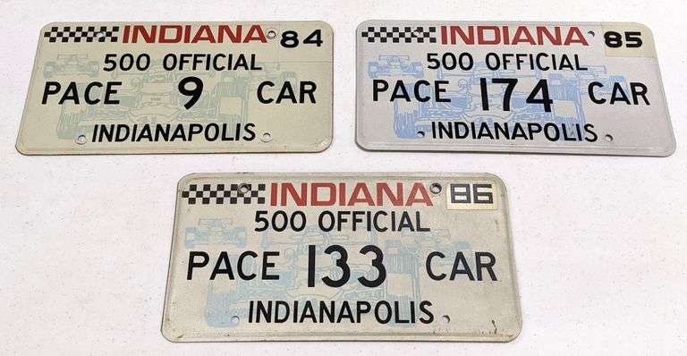 (3) Indianapolis 500 Pace Car License Plates - Kraft Auction Service, LLC