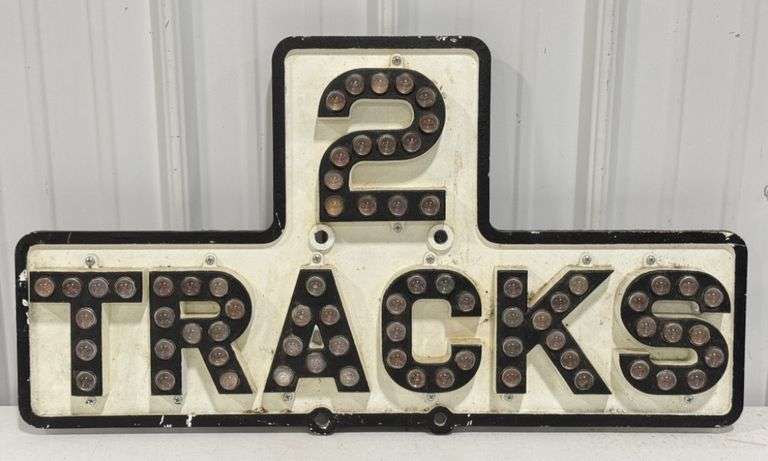 Cast Iron Railroad 2 Tracks Sign Glass Reflectors - Kraft Auction ...