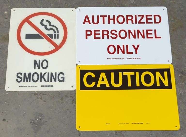 Plastic Signs Inc, No Smoking & Authorized Personnel & Caution (14"×10 ...