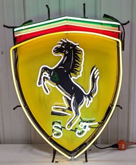 Custom Ferrari Shield Five-Color Neon Sign - Kraft Auction Service, LLC