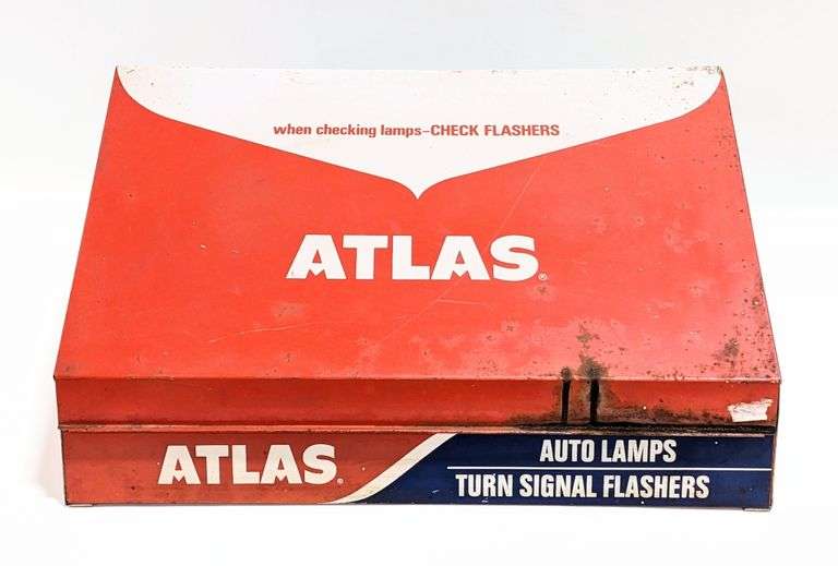 Vintage Metal Atlas Auto Bulbs Parts Store Display - Kraft Auction ...