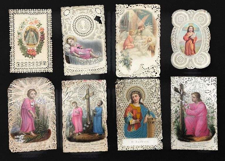 (8) Antique German Diecut Lace Prayer Devotional Cards - Kraft Auction ...