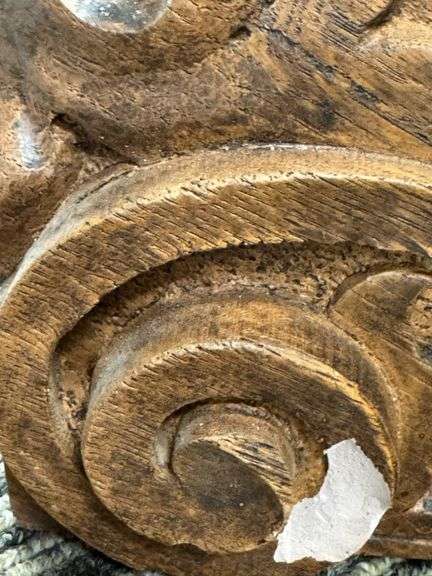 Pair of Wooden Nickle Plaster Corbels - Kraft Auction Service, LLC