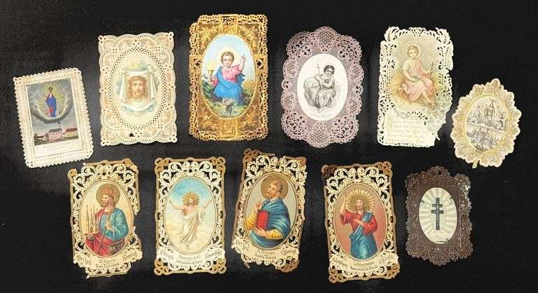 (11) Antique German Diecut Lace Prayer Devotional Cards - Kraft Auction ...