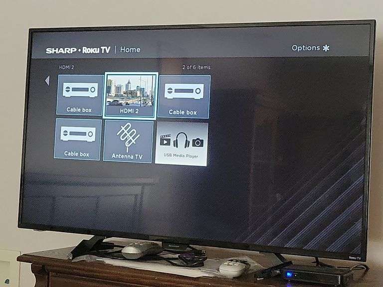 (H2) Sharp Brand Flat Screen Roku TV 44" With DirecTV Remotes And ...