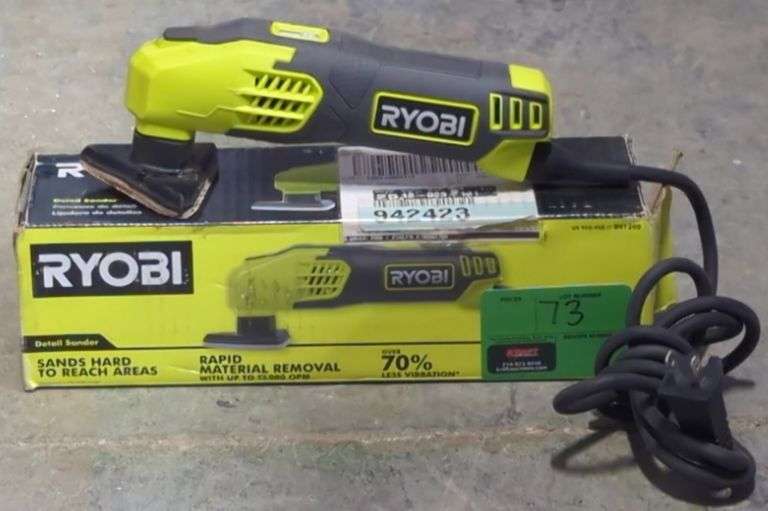 RYOBI Detail Sander (Model DS1200) w/ Box - Kraft Auction Service, LLC