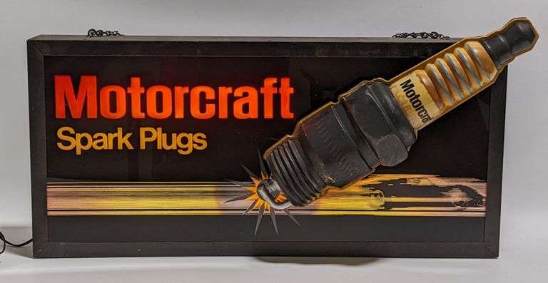 Vintage Motorcraft Spark Plugs Motion Sign - Kraft Auction Service, LLC