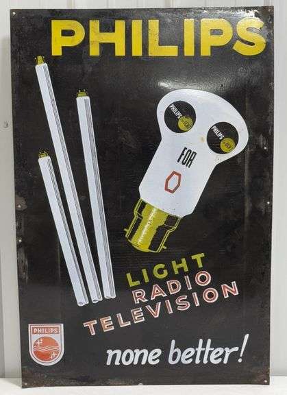 3ft SSP Philips Light Radio Television Adv Sign - Kraft Auction Service ...