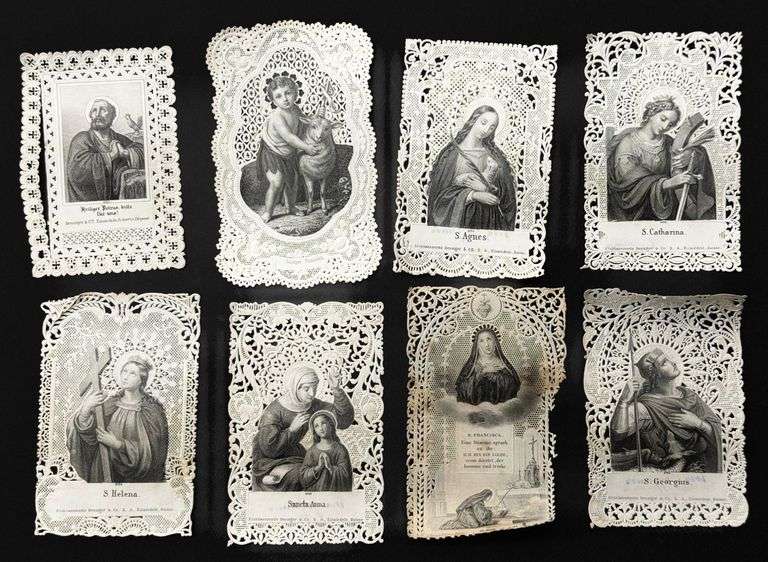 (8) Antique German Diecut Lace Prayer Devotional Cards - Kraft Auction ...