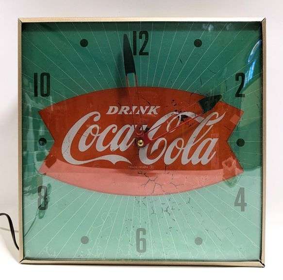 Vintage Pam Coca-Cola Fishtail Lighted Clock - Kraft Auction Service, LLC