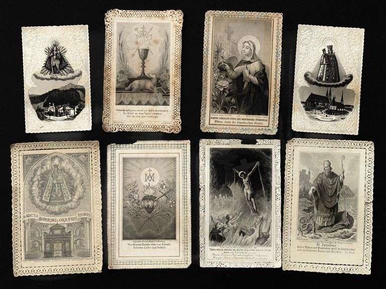 (8) Antique German Diecut Lace Prayer Devotional Cards - Kraft Auction ...