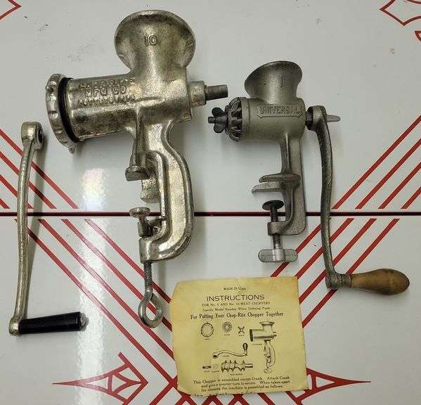 Two Vintage Meat Grinders Chop-Rite And Universal - Kraft Auction ...