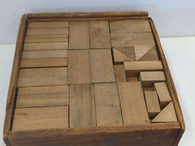 Vintage German Toy Wooden Blocks Set - Kraft Auction Service, LLC