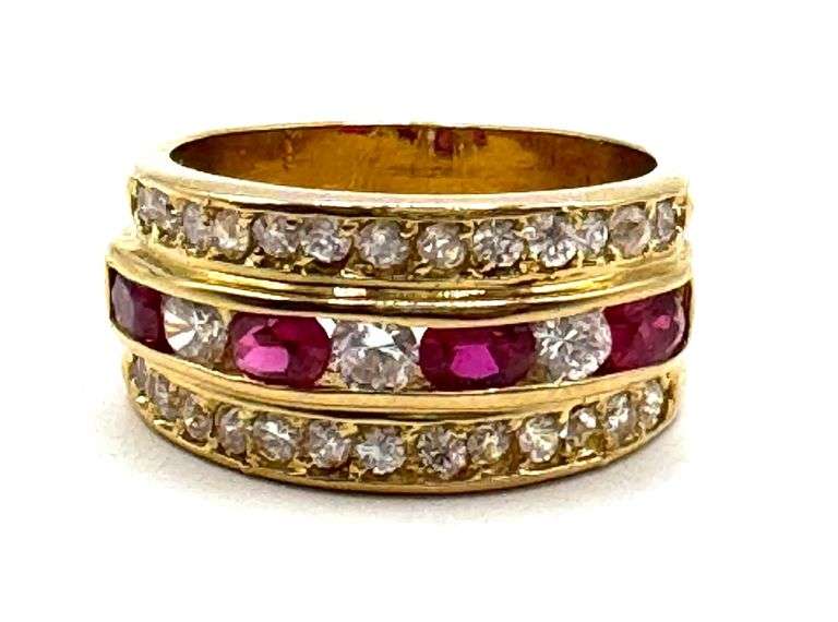 Sterling Silver Ruby & Quartz Gold Tone Ring - Kraft Auction Service, LLC