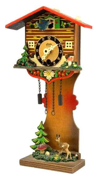 German Bavaria Wind Up Cuckoo Clock with Folk Art Decor - Kraft Auction ...