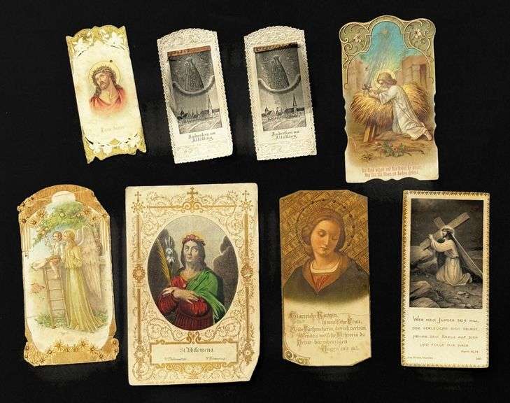 (8) Antique German Diecut Prayer Devotional Cards - Kraft Auction ...