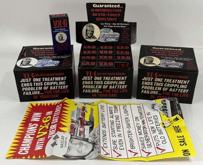 (3) NOS VX-6 Auto Battery Additive Store Displays - Kraft Auction ...