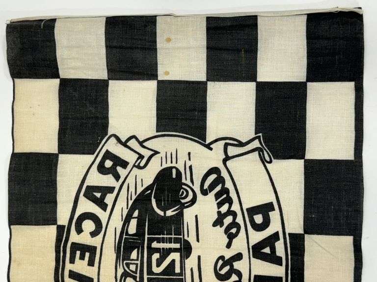 1940s-50s Raceway Park Cloth Checkered Flag - Kraft Auction Service, LLC