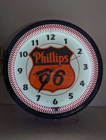 Custom Phillips 66 Neon Clock - Kraft Auction Service, LLC