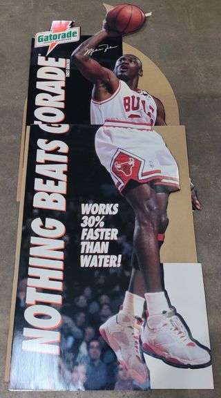 (J) 1993 Gatorade Michael Jordan 2 Piece Cardboard Standee - Kraft ...