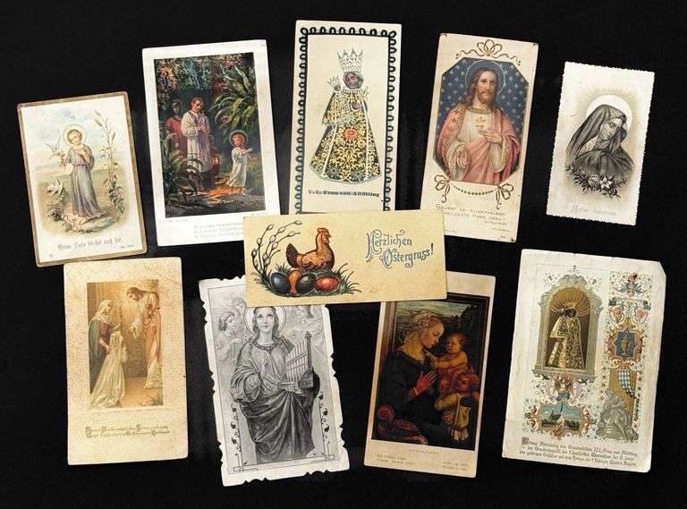 (10) Antique German Prayer Devotional Cards - Kraft Auction Service, LLC