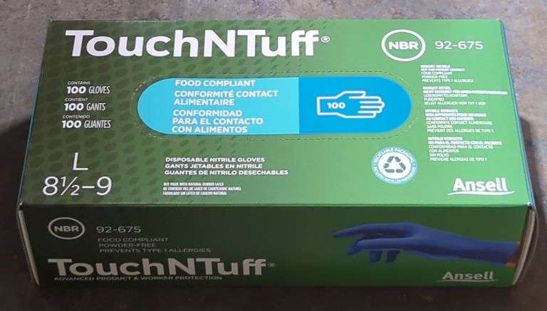 Ansell Touch N Tuff LG Disposable Gloves 100 Per Box (10 Boxes Per Case ...