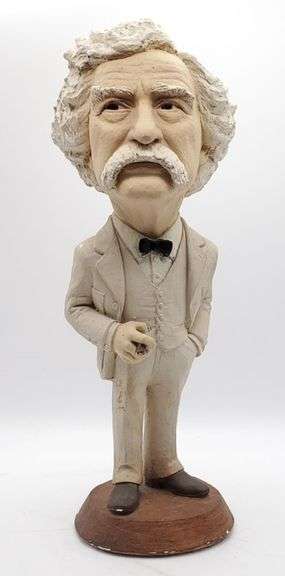 Vintage 1970's Esco Mark Twain Chalkware Statue - Kraft Auction Service ...