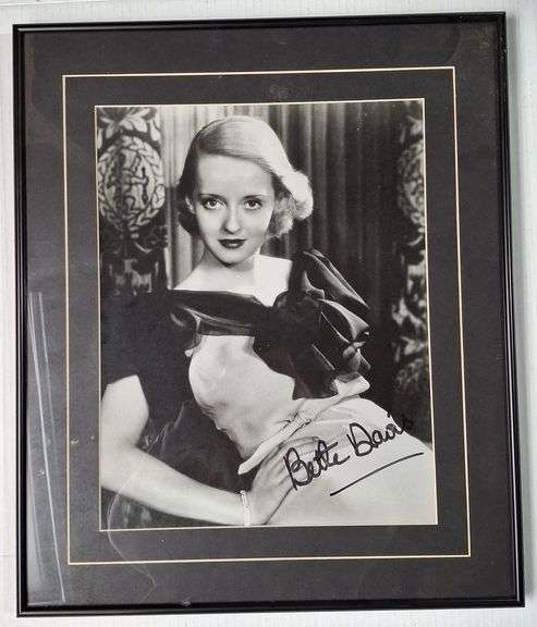 (J) Bette Davis Framed Autograph. 16"x19" - Kraft Auction Service, LLC