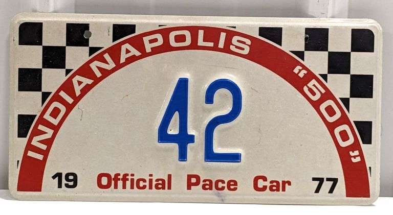 1977 Indy 500 Official Pace Car License Plate - Kraft Auction Service, LLC