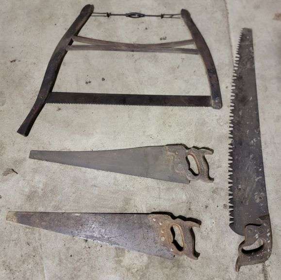 Cross Cut Buck Bow Saw, Log Saw, And 2 Carpenter Saws - Kraft Auction ...