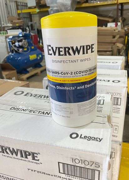 Everwipe Disinfectant Wipes 7" X 7" 75 Towelettes And 6 Canisters Per ...