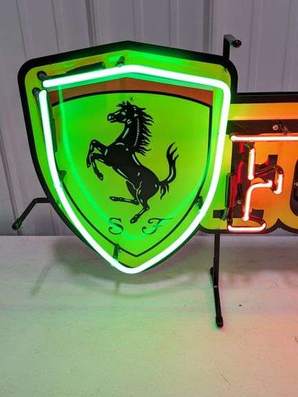 Custom Ferrari Two-Color Neon Sign - Kraft Auction Service, LLC