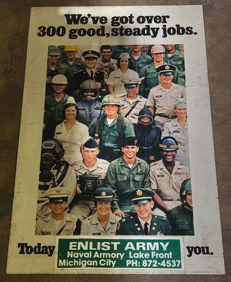 (MC) 35x28” Metal Enlist Army Recruitment Sign - Kraft Auction Service, LLC