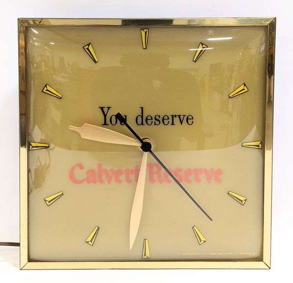 Vintage Calvert Reserve Whisky Advertising Clock - Kraft Auction ...
