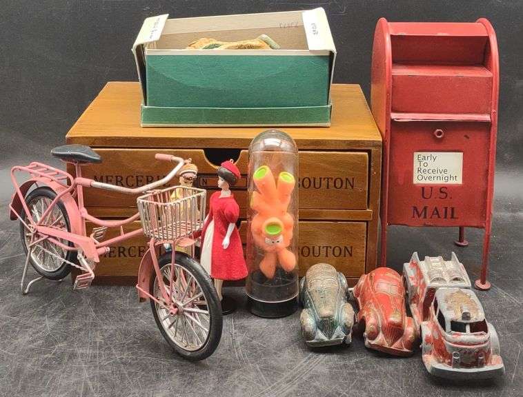 (T) Manoil Lead Soldiers, Metal Miniature US Mailbox, Wood Mercerie 2 ...