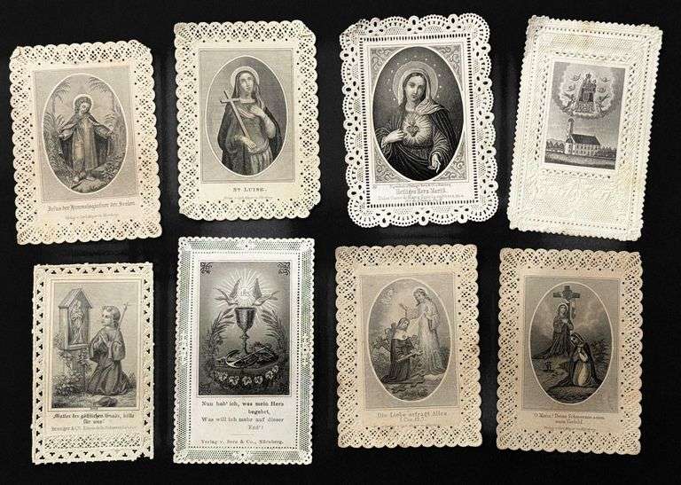 (8) Antique German Diecut Lace Prayer Devotional Cards - Kraft Auction ...