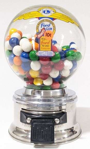 Vintage Ford 10 Cent Chrome Base Gumball Machine - Kraft Auction ...
