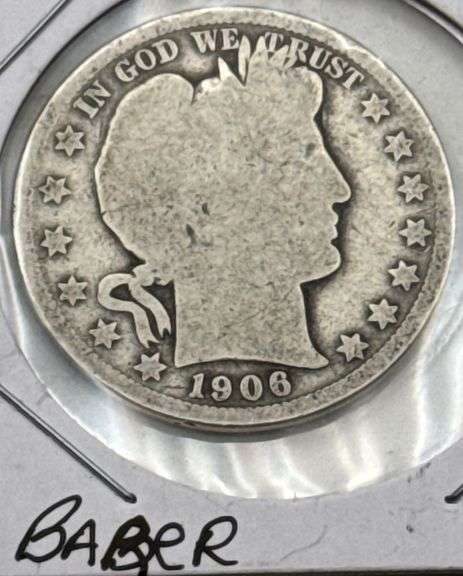 (KL) Silver 1906 o Barber Half Dollar Coin - Kraft Auction Service, LLC