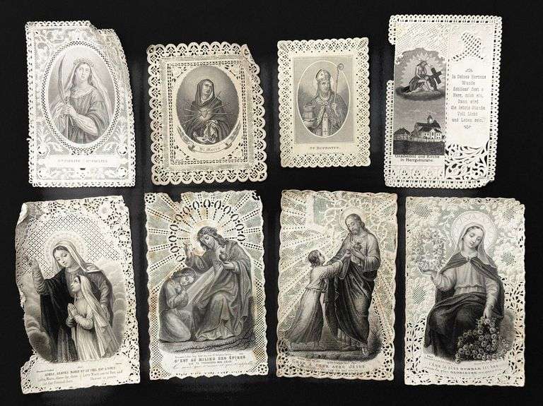 (8) Antique German Diecut Lace Prayer Devotional Cards - Kraft Auction ...