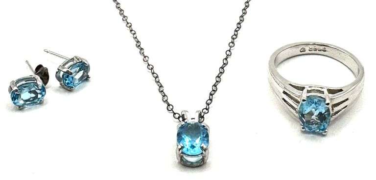 Sterling Silver & Blue Topaz Set - Kraft Auction Service, LLC