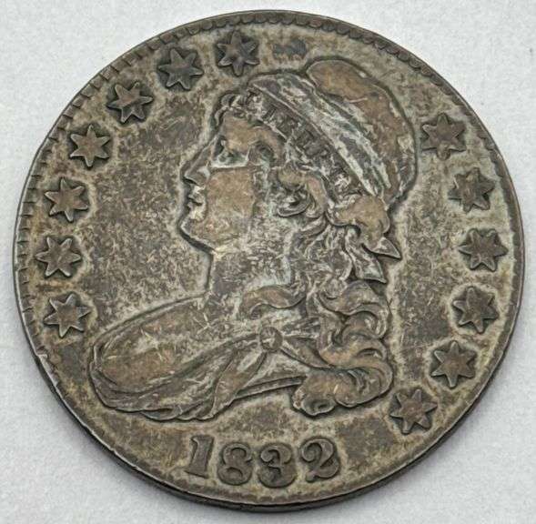 (KL) Silver 1832 Capped Bust Half Dollar Coin - Kraft Auction Service, LLC